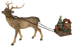 Dekorace vánoční socha Jelen se sáněmi a dárky - 30*9*20 cm