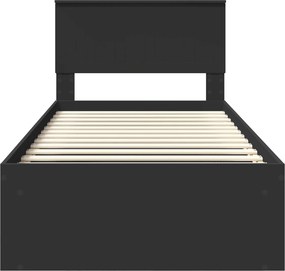 Rám postele s čelo Černá 90 x 200 cm Masivní borové dřevo 3410646