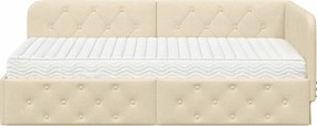 Rohový rám postele Krémová 100 x 200 cm textil 3394059
