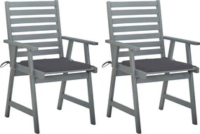 vidaXL Zahradní jídelní židle s poduškami 2 ks masivní akáciové dřevo [3064402] Barva: antracitová