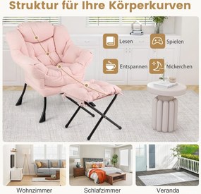 Costway Křeslo s područkami a boční kapsou a podnožkou a taburetem relaxační