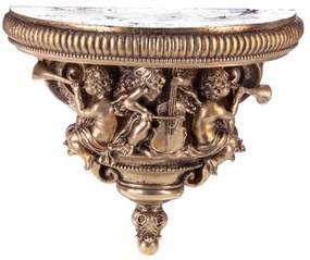 Zlacená barokní konzole na kuriozity s motivy cherubínů 39 cm