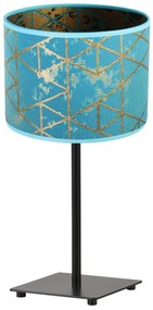 Stolní lampa Werona 4, 1x modré textilní stínítko se vzorem, (výběr ze 4 barev konstrukce), g