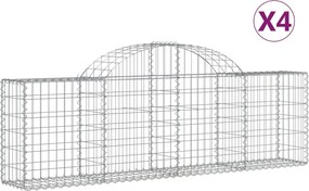 Klenuté gabionové koše 4 ks 200x30x60/80 cm pozinkované železo 3146070