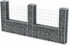 Gabionový koš ve tvaru U pozinkovaná ocel 240 x 20 x 100 cm 142546