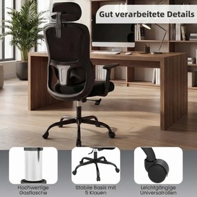 Costway Ergonomická kancelářská židle s nastavitelnou opěrkou hlavy a bederní
