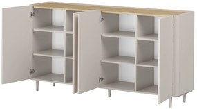 Komoda Elivo 200 cm na nožkách - kašmírová / dub olejovaný