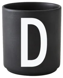 Černý porcelánový hrnek Letter D Design Letters