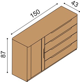 Komoda JELÍNEK FLABO 3DZ4 Materiál: Dub, Moření: Bělení