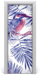 Samolepící fototapeta na dveře listí palmy a pták 75x205 cm