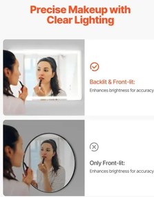 LED koupelnové zrcadlo 3 barevné nástěnné toaletní zrcátko proti zamlžování 70 ×