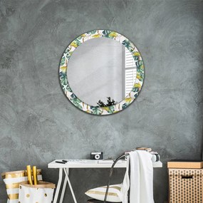 Kulaté dekorativní zrcadlo Tropické listy fi 80 cm