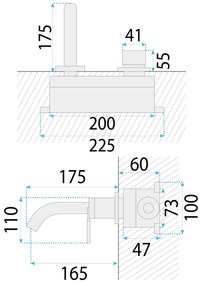 Rea Argon, umyvadlová baterie pod omítku + montážní systém BOX, broušená ocel, REA-B3912