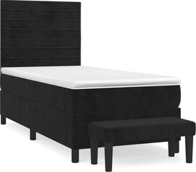 Box spring postel s matrací černá 90x200 cm samet 3137883