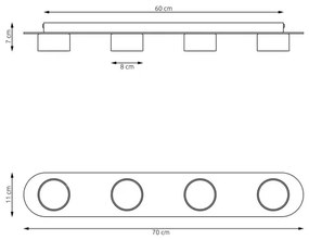 Stropní svítidlo DIAZ 4xGX53/12W/230V černá/hnědá