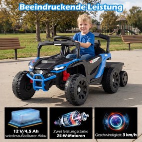 Costway 12 V Dětský traktor s odnímatelným přívěsem a rodičovským dálkovým