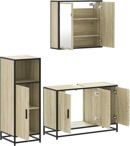 3dílný set koupelnového nábytku dub sonoma kompozitní dřevo 3300951