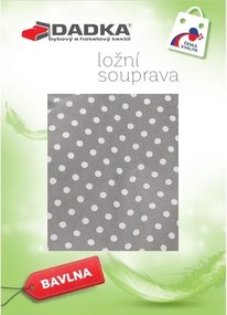DADKA Povlečení krep Puntík bílý na šedém 140x220, 70x90 cm