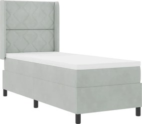 Postel s boxspringem s čelo Světle šedá 80 x 200 cm samet 3342032