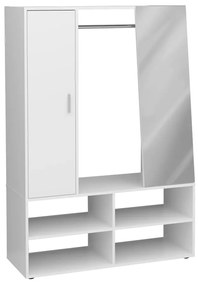 FMD Šatní skříň se 4 přihrádkami a zrcadlem 105 x 39,7 x 151,3 cm bílá - Default Title