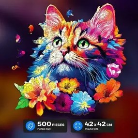EscapeWelt Dřevěné puzzle Kočka / 500 dílků /  Obtížnost: střední / od