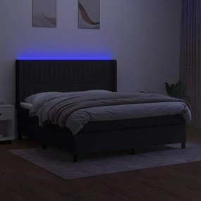 Box spring postel s matrací a LED černá 160x200 cm textil 3138487