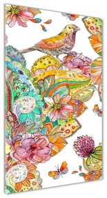 Wallmuralia Vertikální Fotoobraz na skle Ptáci motýli květiny 50x100