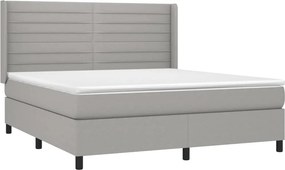 Box spring postel s matrací a LED světle šedá 160x200 cm textil 3138405