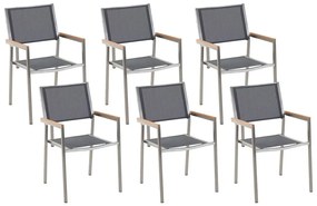 Sada šesti šedých zahradních židlí z nerezové oceli GROSSETO Beliani