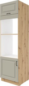 STILO ac | vysoká skříňka 60 DPM-210 2F na vestavnou troubu a mikrovlnku | 60 cm | UNI dvířka | artisan/světle šedá