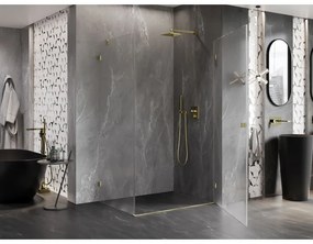 Mexen Lunar-B, pravostranný výklopný sprchový kout 100 x 80 cm, 8mm čiré sklo, zlatý kartáčovaný - 832-100-080-55-00-P