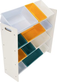 Organizér / regál na hračky, bílá / vícebarevná, MADY