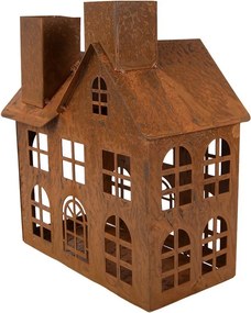 Rezavý svícen ve tvaru domku Rustic Charm - 11*19*21 cm