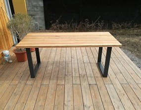 KULHÁNEK Zahradní stůl - kombinace dřeva a oceli Odstín nátěru: lazura - ořech, Velikost desky: 160x80 cm, Odstín podnože: antracit - RAL 7016
