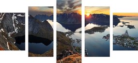 5-dílný obraz okouzlující horská panorama se západem slunce Varianta: 100x50