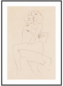 Plakát Egon Schiele - Objímající se nahý pár A4 (21 x 29,7 cm)