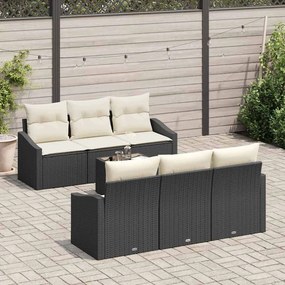 Set pohovek 7 ks Černá a krémová polyratan 3346607