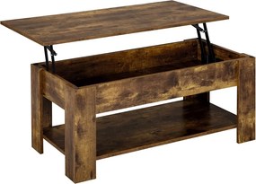 Konferenční stolek Yaheetech – rustikální hnědá, 98 x 50 x (42-56) cm (256903509289)