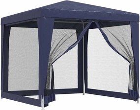 Party stan se 4 síťovanými bočnicemi modrý 2,5 x 2,5 m HDPE 319222