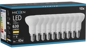 Mexen Nova 10x LED žárovka E14, R50, 6W, Teplá - 3000K, 630 lm - L103-E14-0630-01x10