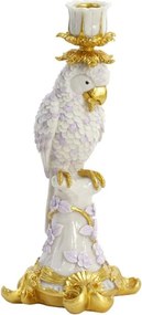 Zlatý antik svícen s papouškem Lora lilac - 12*11*29 cm