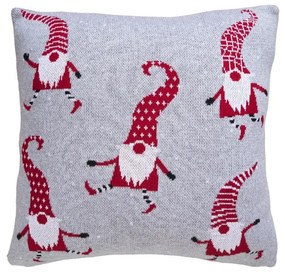 SCANquilt pletený povlak DESIGN elfíci šedočervená 45 x 45 cm