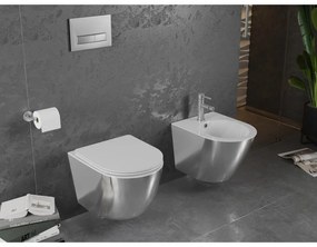 Mexen Lena WC mísa Rimless s pomalu padající deskou slim, duroplast, Bílá/Stříbrná - 30224004