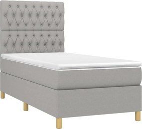 Box spring postel s matrací světle šedý 100 x 200 cm textil 3142553