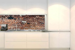 DIMEX | Fototapeta do kuchyně Oprýskaná cihlová zeď KI-180-305 | 180 x 60 cm | hnědá, černá