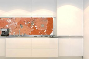 DIMEX | Fototapeta do kuchyně Rozbitá zed KI-180-149 | 180 x 60 cm | oranžová, šedá