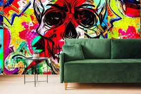 Samolepící tapeta lebka v graffiti provedení - 150x100 cm