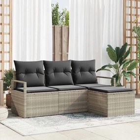 Set pohovek 4 ks Světle šedá polyratan 3346332