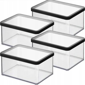 Rotho Sada 4 Nádob Na Potraviny, Sypké Zboží 2,25 L, Černý Loft