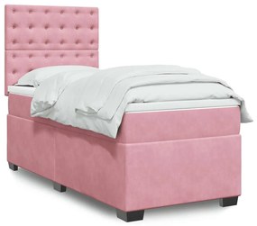 Box spring postel s matrací růžová 100x200 cm samet 3293151